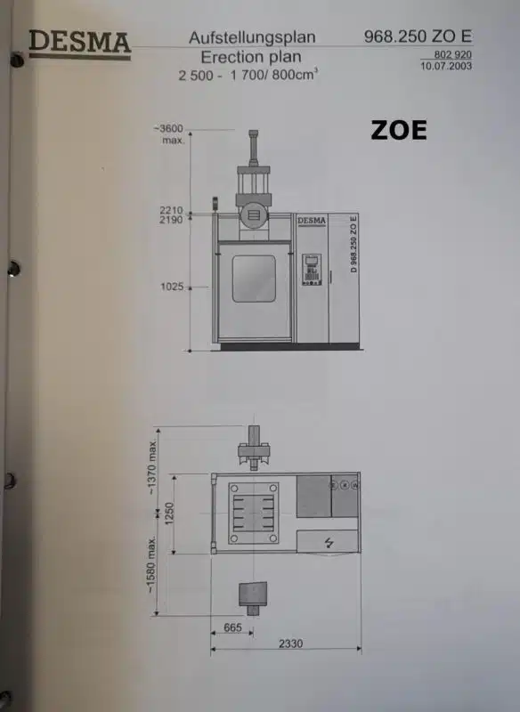 DESMA 968.250 ZOE rubber injection moulding machine
